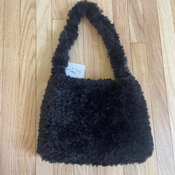 Bags | Knit Black Fuzzy Handmade Puffy Mini Purse | Poshmark